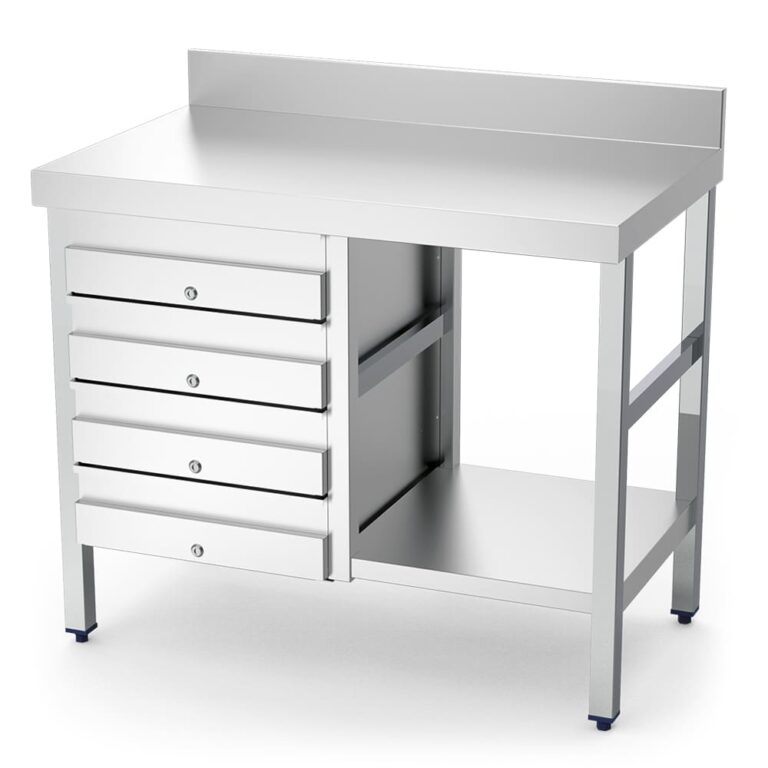 Table adossée inox avec tiroirs côté gauche - Largeur 1000 mm - Odimer